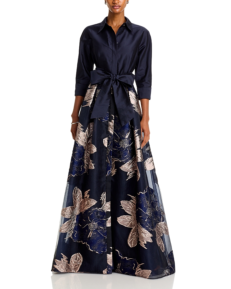 RICKIE FREEMAN FOR TERI JON Teri Jon By Rickie Freeman Taffeta Floral Gown